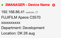What does the red exclamation mark on a device mean in 3manager – Help center